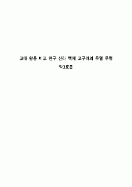 고대 왕릉 비교 연구 신라 백제 고구려의 무열 무령 악3호분-1페이지