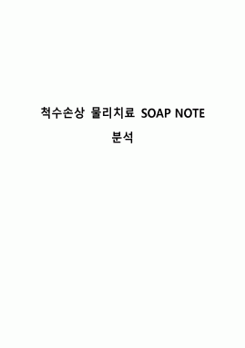 척수손상 물리치료 SOAP NOTE 분석-1페이지