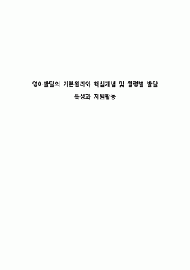 영아발달의 기본원리와 핵심개념 및 월령별 발달 특성과 지원활동-1페이지