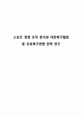 스포츠 경영 조직 분석과 대한축구협회 및 프로축구연맹 전략 연구-1페이지