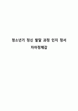 청소년기 정신 발달 과정 인지 정서 자아정체감-1페이지