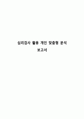 심리검사 활용 개인 맞춤형 분석 보고서-1페이지