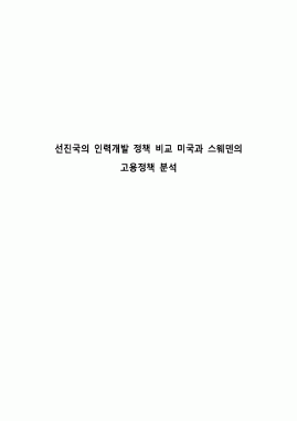선진국의 인력개발 정책 비교 미국과 스웨덴의 고용정책 분석-1페이지