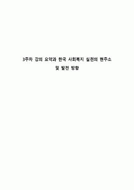 3주차 강의 요약과 한국 사회복지 실천의 현주소 및 발전 방향-1페이지