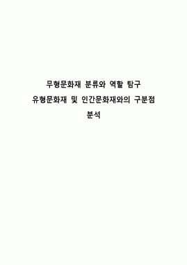무형문화재 분류와 역할 탐구 유형문화재 및 인간문화재와의 구분점 분석-1페이지