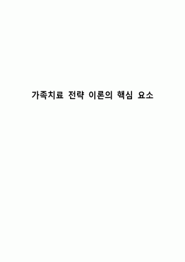 가족치료 전략 이론의 핵심 요소-1페이지
