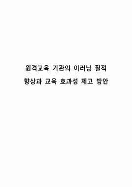 원격교육 기관의 이러닝 질적 향상과 교육 효과성 제고 방안-1페이지