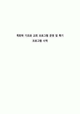 목회학 기초와 교회 프로그램 운영 및 특기 프로그램 사역-1페이지