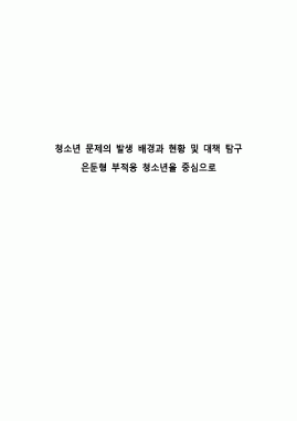 청소년 문제의 발생 배경과 현황 및 대책 탐구 은둔형 부적응 청소년을 중심으로-1페이지
