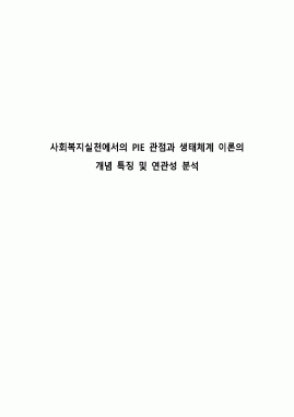 사회복지실천에서의 PIE 관점과 생태체계 이론의 개념 특징 및 연관성 분석-1페이지
