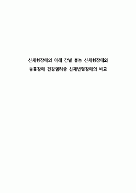 신체형장애의 이해 감별 불능 신체형장애와 동통장애 건강염려증 신체변형장애의 비교-1페이지