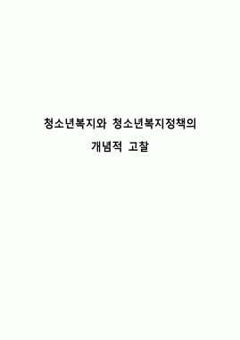 청소년복지와 청소년복지정책의 개념적 고찰-1페이지