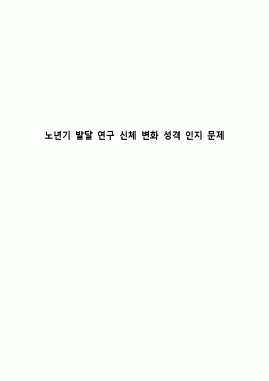 노년기 발달 연구 신체 변화 성격 인지 문제-1페이지