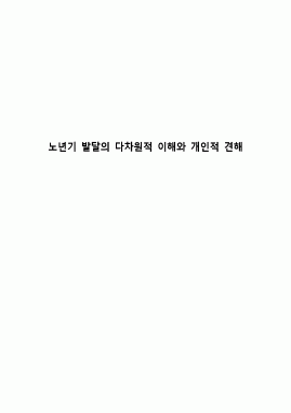 노년기 발달의 다차원적 이해와 개인적 견해-1페이지