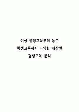 여성 평생교육부터 농촌 평생교육까지 다양한 대상별 평생교육 분석-1페이지