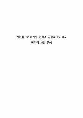 케이블 TV 마케팅 전략과 공중파 TV 비교 미디어 사회 분석-1페이지