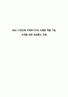 NGO 시민단체 비정부기구의 이해와 역할 기능 조직화 과정 정보통신 단체-1페이지