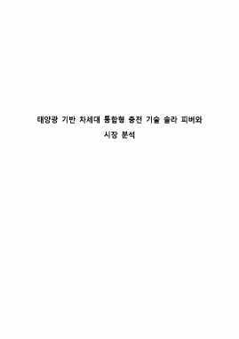태양광 기반 차세대 통합형 충전 기술 솔라 피버와 시장 분석-1페이지