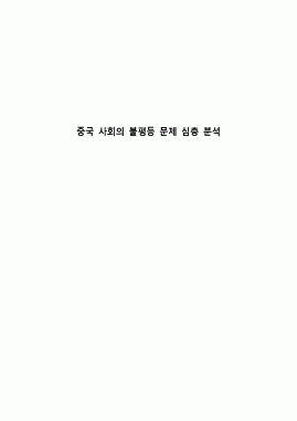 중국 사회의 불평등 문제 심층 분석-1페이지