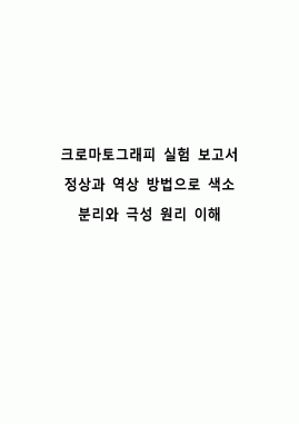 크로마토그래피 실험 보고서 정상과 역상 방법으로 색소 분리와 극성 원리 이해-1페이지