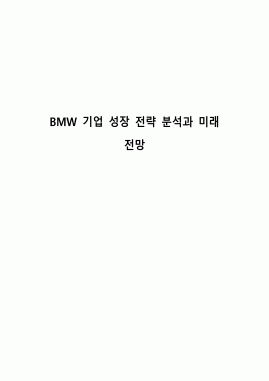 BMW 기업 성장 전략 분석과 미래 전망-1페이지