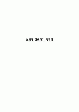 느리게 성공하기 독후감-1페이지