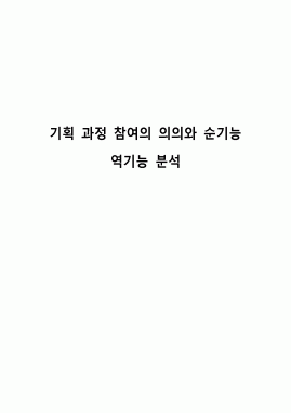 기획 과정 참여의 의의와 순기능 역기능 분석-1페이지