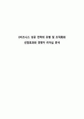 E비즈니스 성공 전략의 유형 및 조직화와 선점효과와 경영자 리더십 분석-1페이지