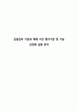 금융감독 기관과 체제 수단 평가기준 및 기능 선진화 심층 분석-1페이지