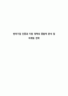 벤처기업 인증과 지원 정책의 종합적 분석 및 마케팅 전략-1페이지