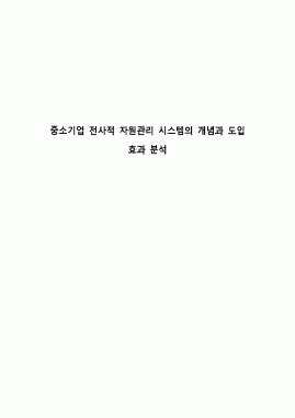 중소기업 전사적 자원관리 시스템의 개념과 도입 효과 분석-1페이지