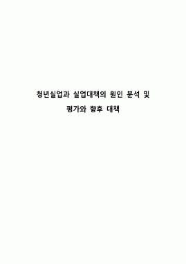 청년실업과 실업대책의 원인 분석 및 평가와 향후 대책-1페이지
