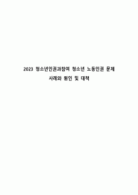 2023 청소년인권과참여 청소년 노동인권 문제 사례와 원인 및 대책-1페이지