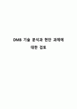 DMB 기술 분석과 현안 과제에 대한 검토-1페이지