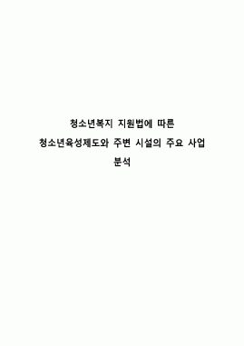 청소년복지 지원법에 따른 청소년육성제도와 주변 시설의 주요 사업 분석-1페이지