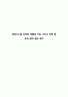 정보시스템 조직의 역할과 기능 그리고 인력 및 조직 관리 방안 연구-1페이지