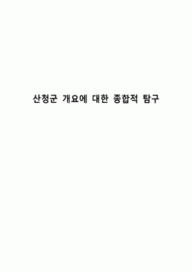 산청군 개요에 대한 종합적 탐구-1페이지