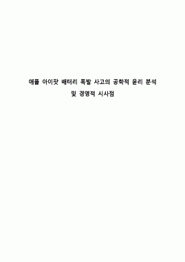 애플 아이팟 배터리 폭발 사고의 공학적 윤리 분석 및 경영적 시사점-1페이지