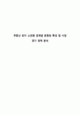 부동산 토지 소유화 공개념 분류와 특성 및 시장 경기 정책 분석-1페이지