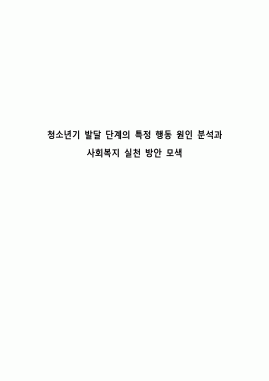 청소년기 발달 단계의 특정 행동 원인 분석과 사회복지 실천 방안 모색-1페이지
