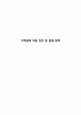 지적장애 아동 진단 및 중재 전략-1페이지