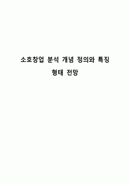 소호창업 분석 개념 정의와 특징 형태 전망-1페이지