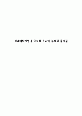 성매매방지법의 긍정적 효과와 부정적 문제점-1페이지