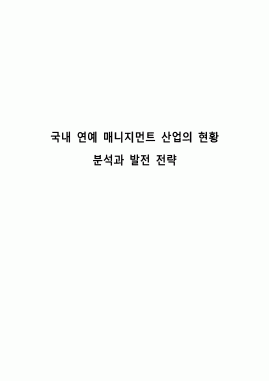 국내 연예 매니지먼트 산업의 현황 분석과 발전 전략-1페이지