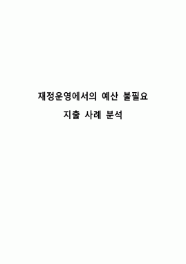 재정운영에서의 예산 불필요 지출 사례 분석-1페이지