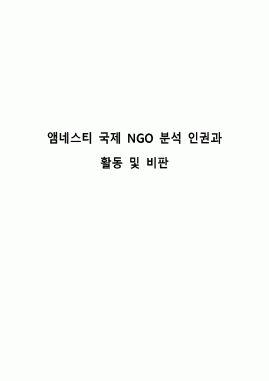 앰네스티 국제 NGO 분석 인권과 활동 및 비판-1페이지
