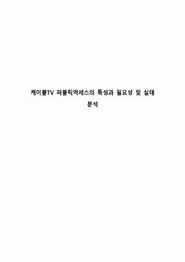 케이블TV 퍼블릭액세스의 특성과 필요성 및 실태 분석-1페이지