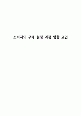 소비자의 구매 결정 과정 영향 요인-1페이지