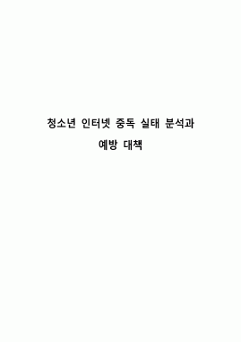청소년 인터넷 중독 실태 분석과 예방 대책-1페이지