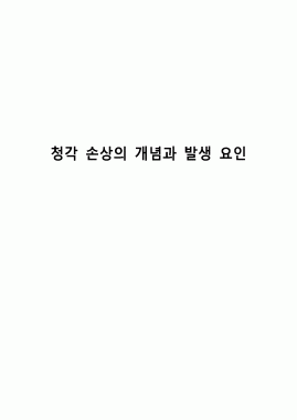 청각 손상의 개념과 발생 요인-1페이지